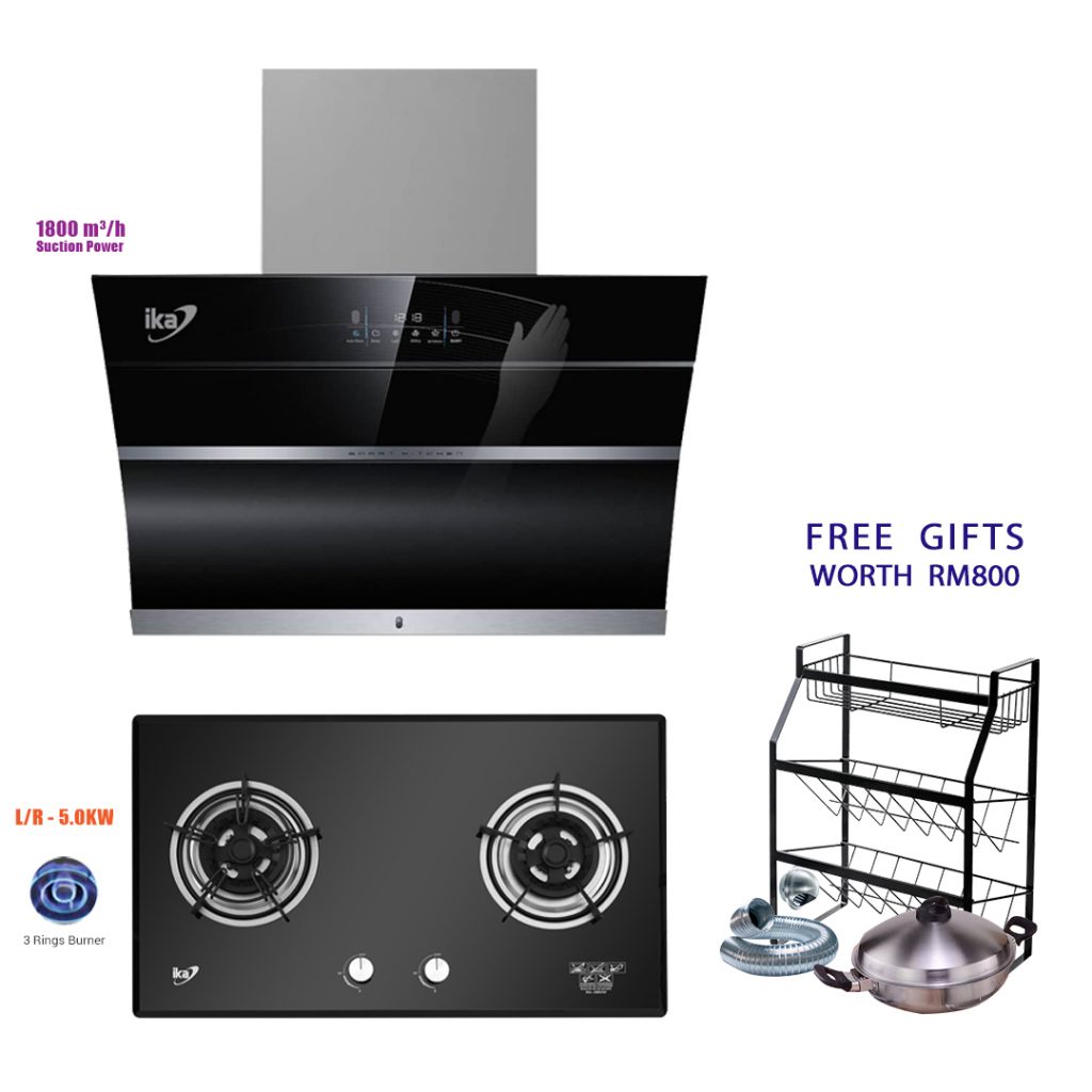 IKA Kitchen Hood Kurve & Gas Hob 2BN/SV - ONE HOME GALLERY