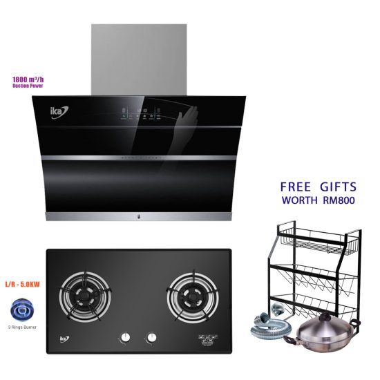 IKA Kitchen Hood Kurve & Gas Hob 2BN/SV - ONE HOME GALLERY